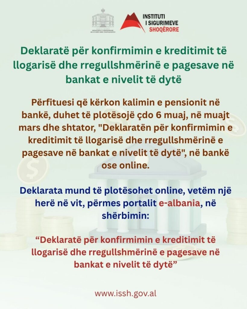 ISSH: Aplikim në e-Albania për tërheqjen e pensionit në bankë – Tirana ...