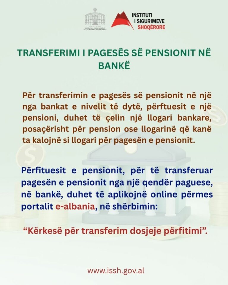 ISSH: Aplikim në e-Albania për tërheqjen e pensionit në bankë – Tirana ...